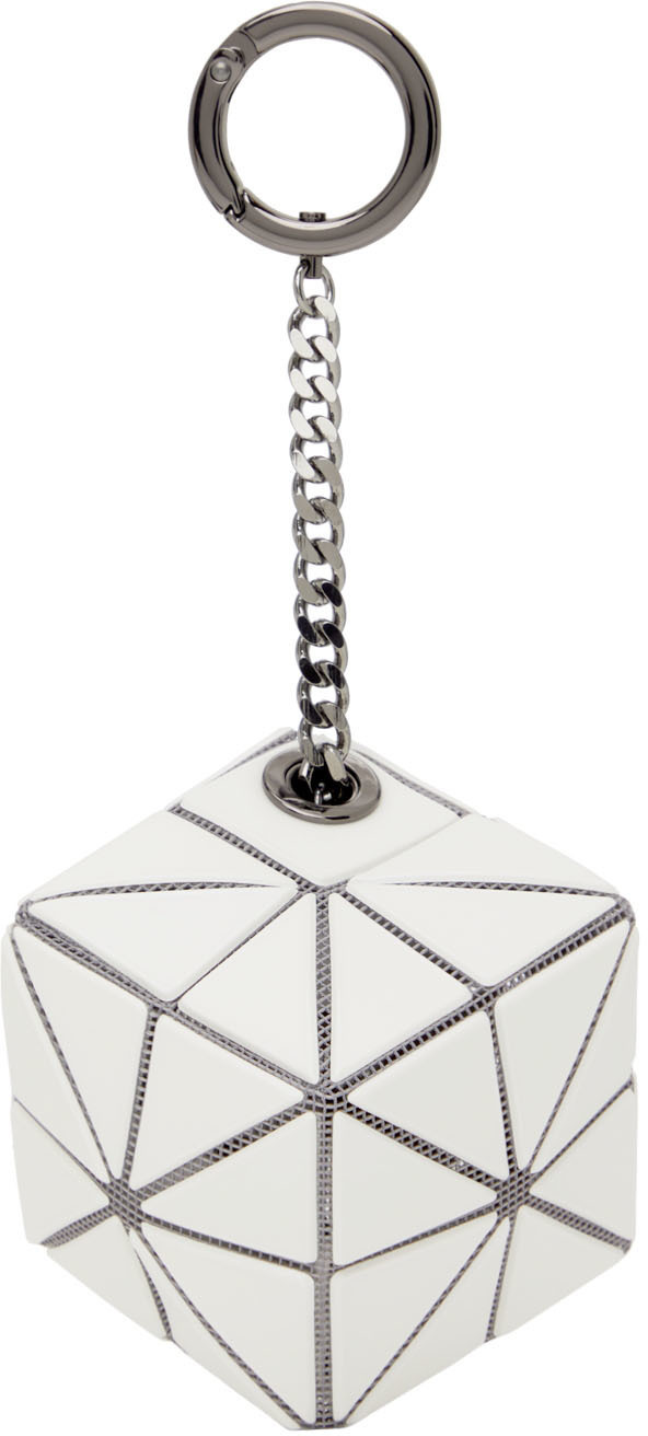 Bao Bao Issey Miyake White Mini Cube Keychain Bao Bao Issey Miyake