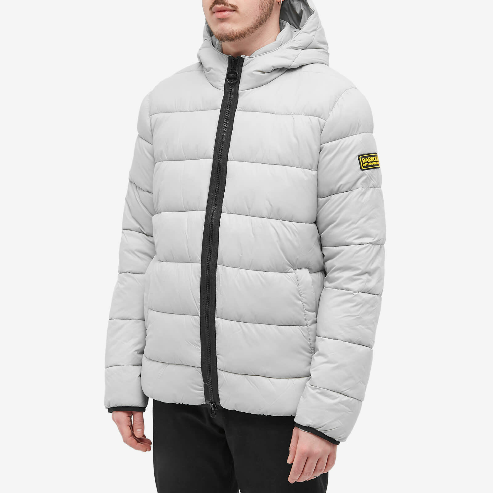 Barbour Men's International Bobber Quilt Jacket in Silver Ice Barbour