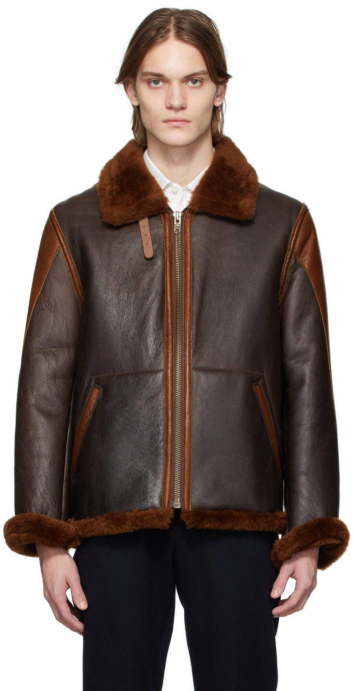Schott Brown Shearling Jacket Schott