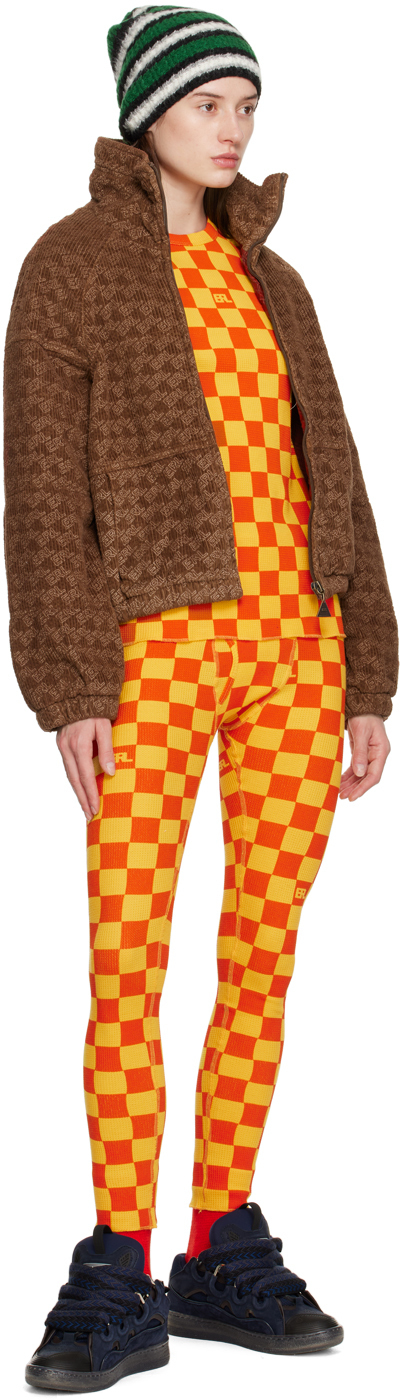 ERL Yellow & Orange Checkered Leggings ERL