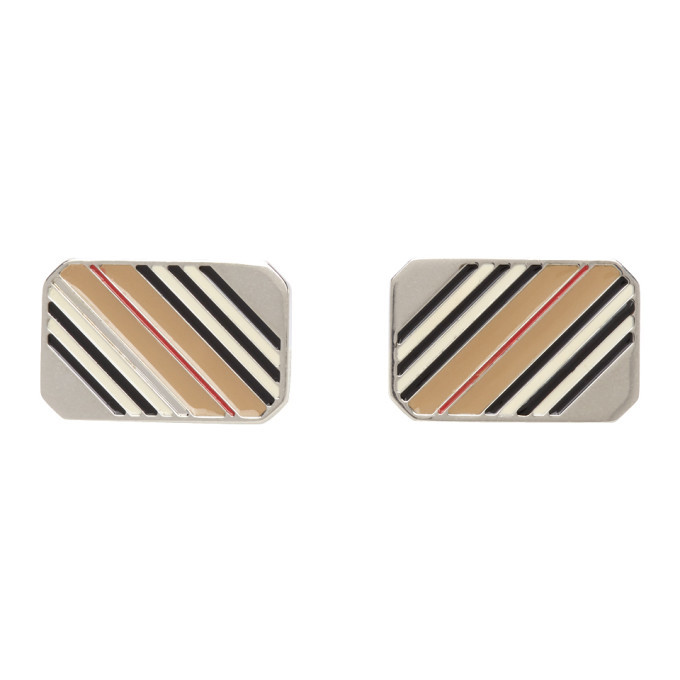 Burberry Silver Icon Stripe Cufflinks Burberry
