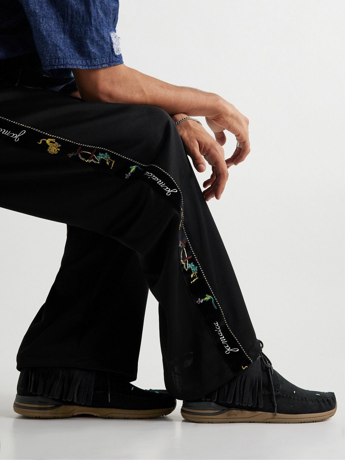 Visvim - FBT Shaman-Folk Fringed Beaded Suede Boots - Black Visvim