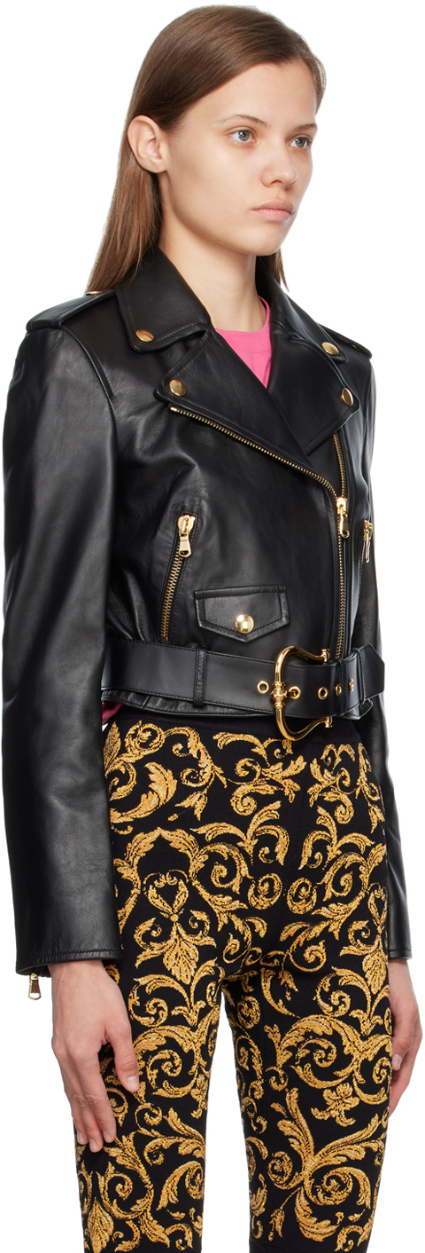 Moschino Black 'Gilt Without Guilt' Leather Jacket Moschino