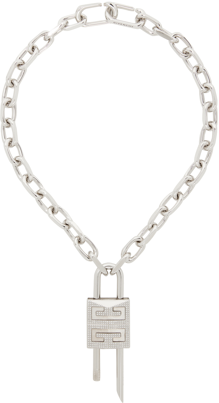 Givenchy Silver Crystal 4G Lock Necklace Givenchy