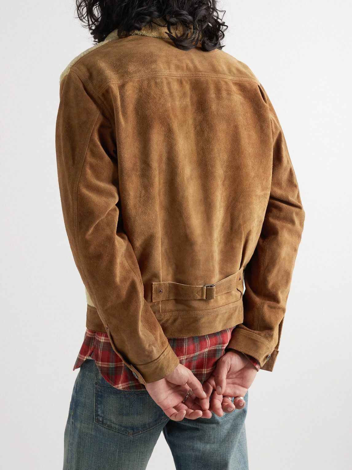 RRL - Panelled Shearling-Lined Suede Jacket - Brown RRL