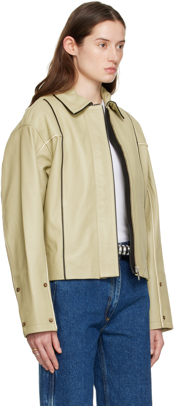 Saks Potts Beige Merge Leather Jacket Saks Potts