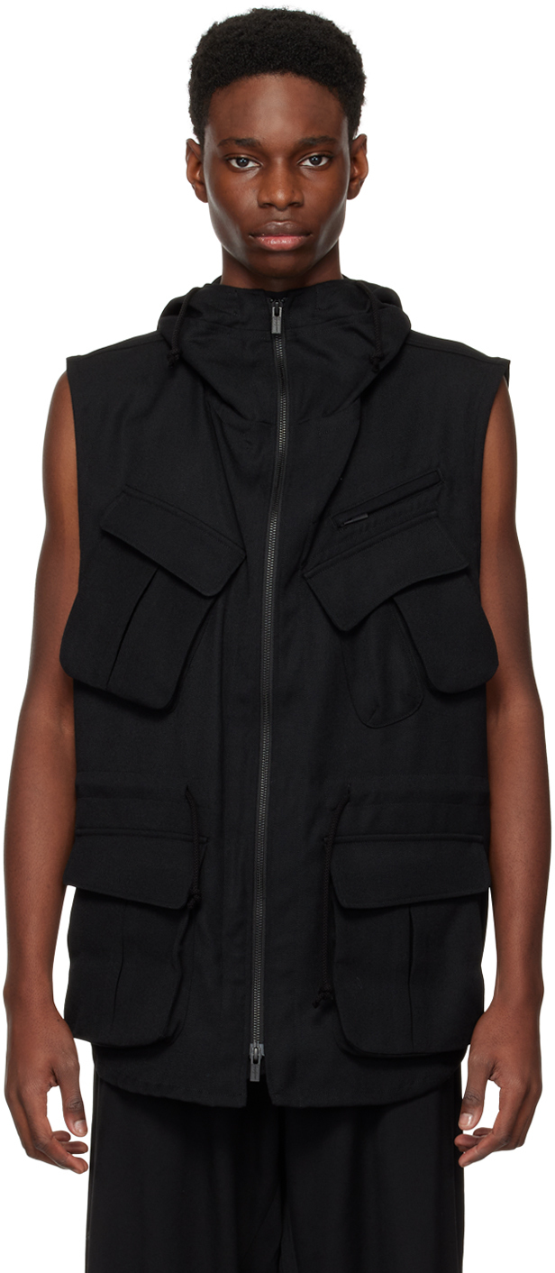 Yohji Yamamoto Black Hooded Vest Yohji Yamamoto