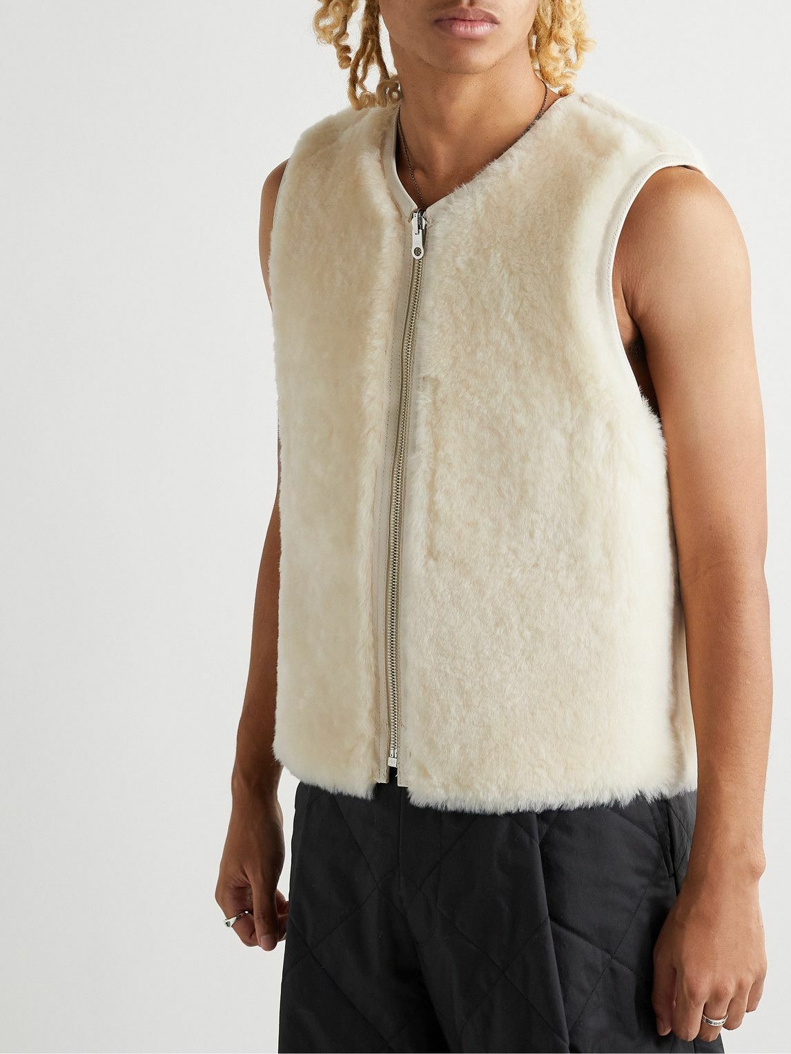 Our Legacy - Reversible Shearling and Leather Vest - Neutrals Our Legacy