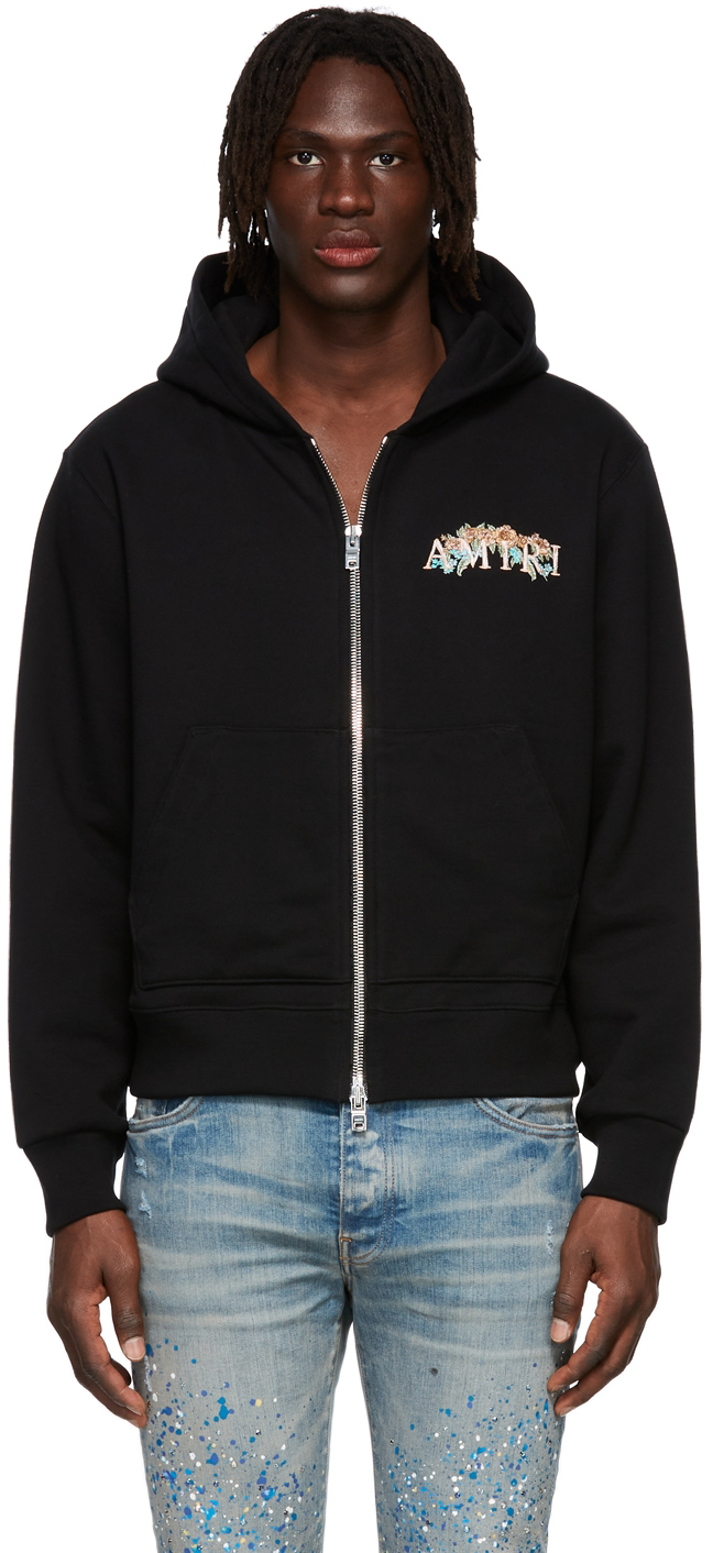 AMIRI Black Cherub Zip-Up Hoodie Amiri