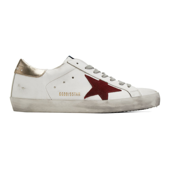 Golden Goose White and Red Superstar Sneakers Golden Goose Deluxe Brand