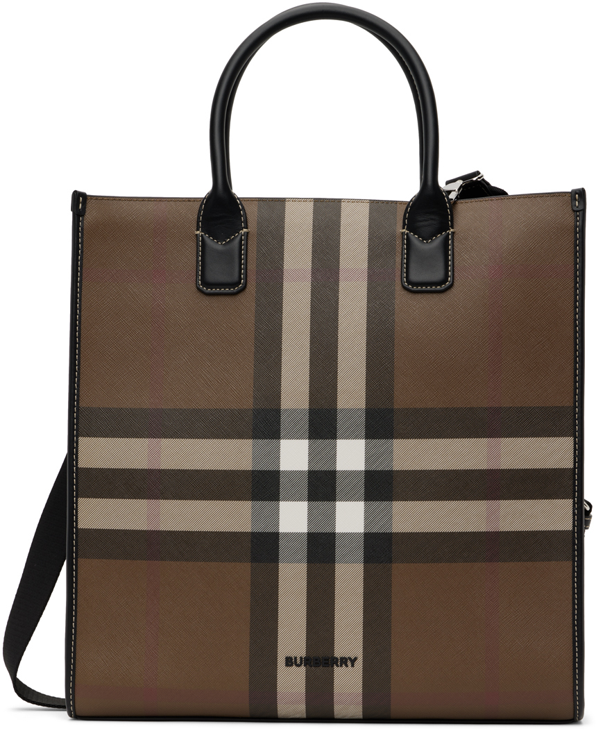Burberry Brown & Black Exaggerated Check Tote Burberry