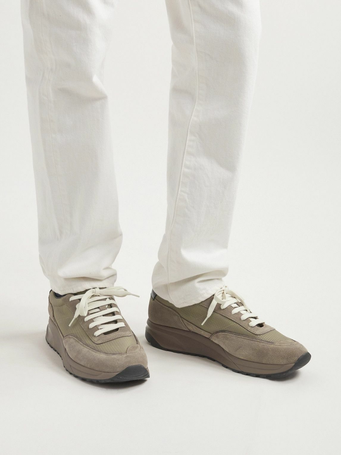 Common Projects - Track 80 Leather-Trimmed Suede and Ripstop Sneakers ...