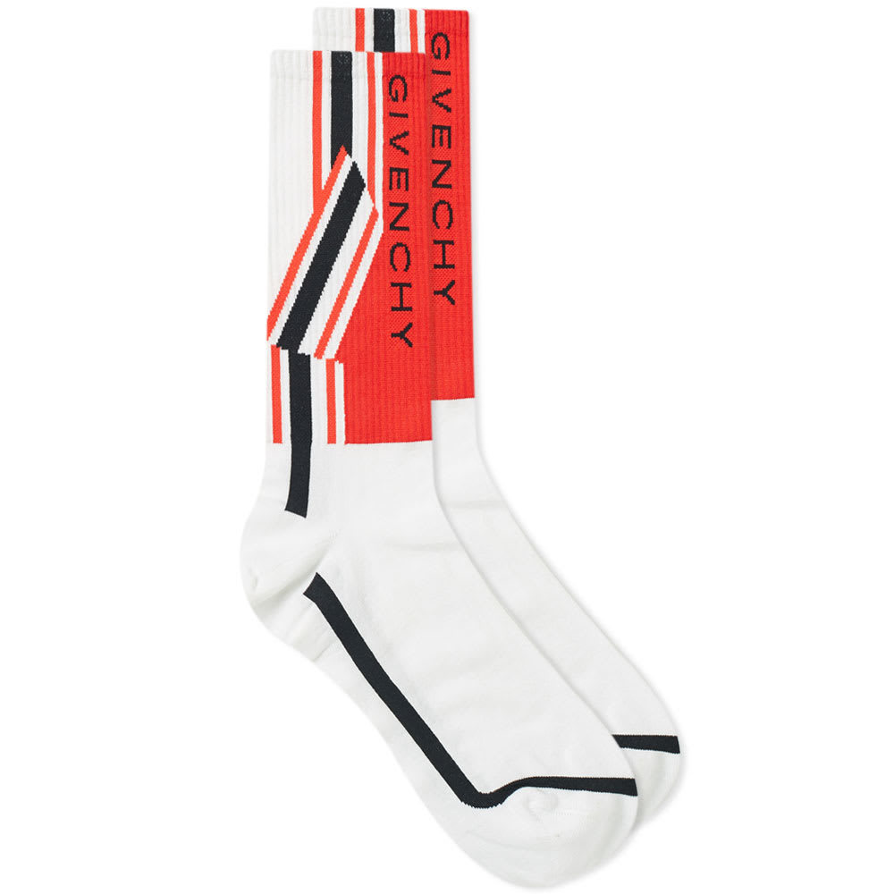 Givenchy Vertical Logo Distorted Stripe Sock Givenchy
