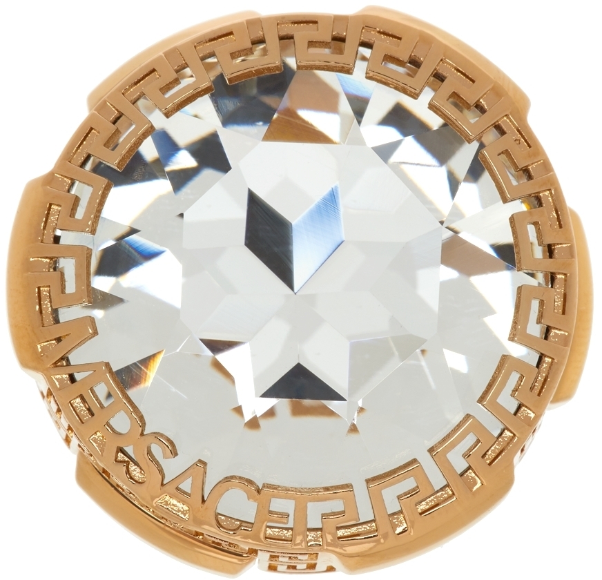 Versace Gold Big Crystal Ring Versace