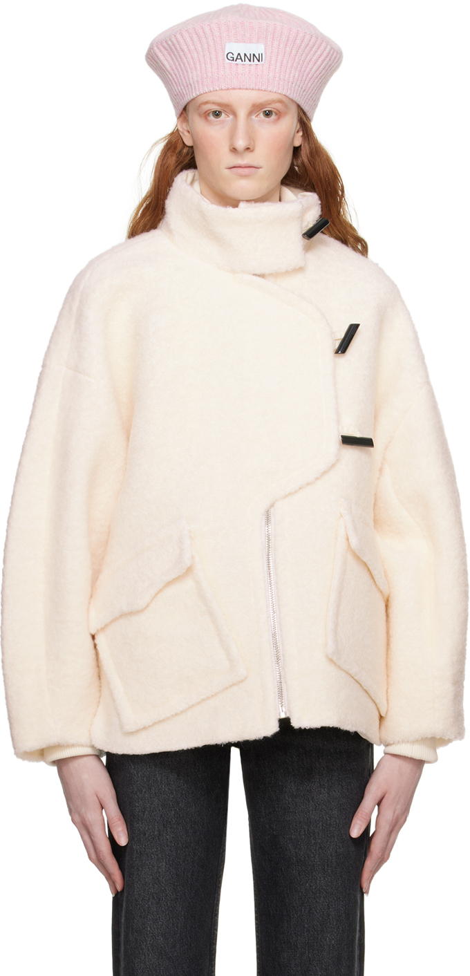 GANNI Off-White Dropped Shoulder Jacket GANNI