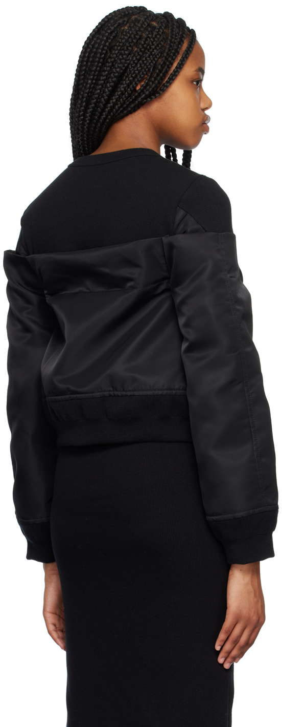 sacai Black Off-The-Shoulder Bomber Jacket Sacai