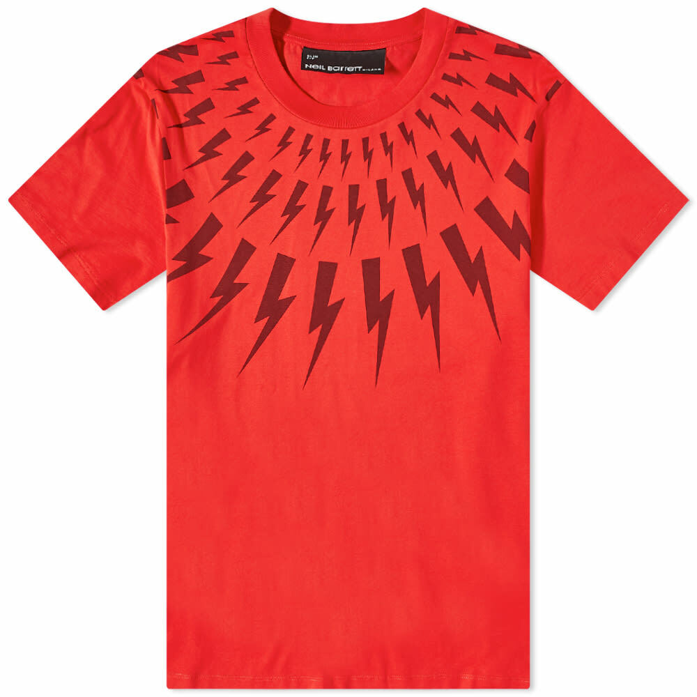 Neil Barrett Men's Fairisle Thunderbolt T-Shirt in White/Black Neil Barrett