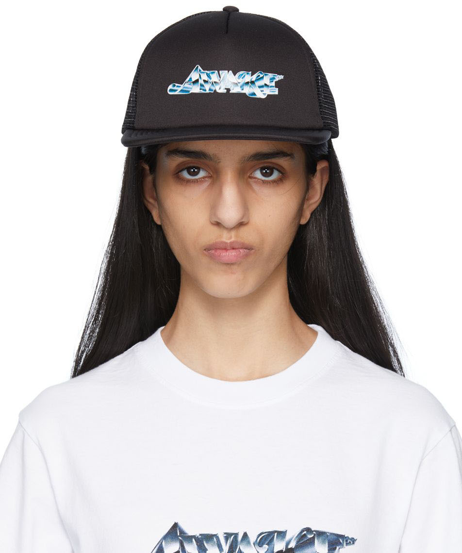 Awake NY Black Chrome Logo Trucker Cap Awake NY