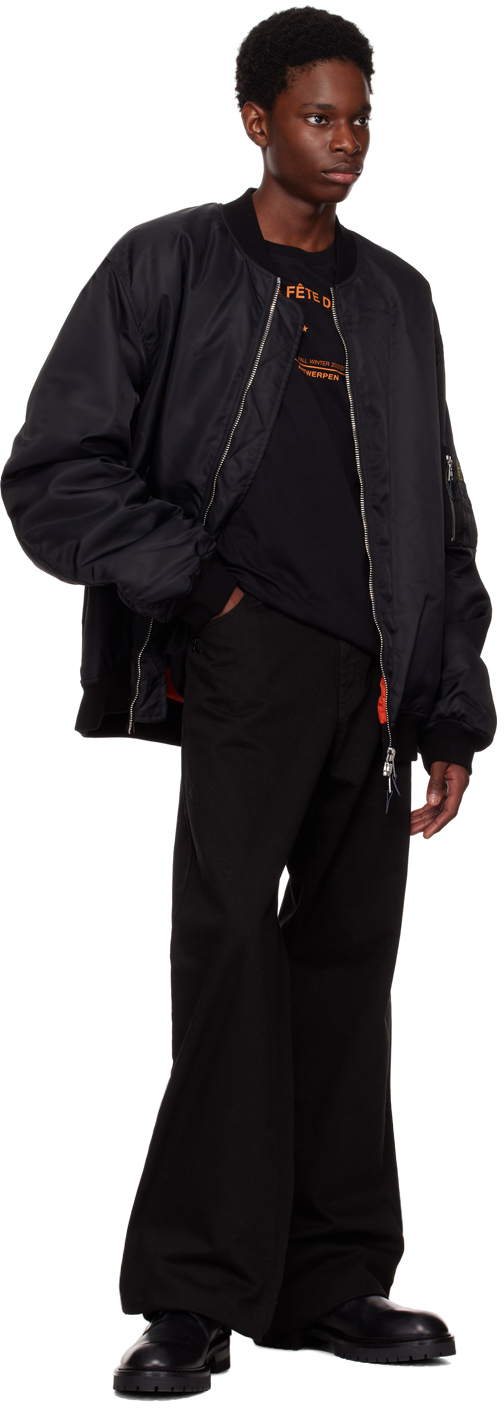 Raf Simons Black Detached Print Bomber Jacket Raf Simons