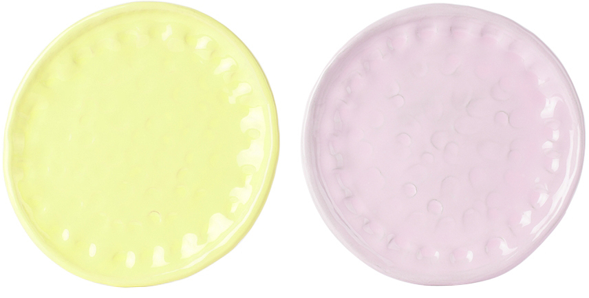 GERSTLEY Purple & Yellow Dinner Plate Set