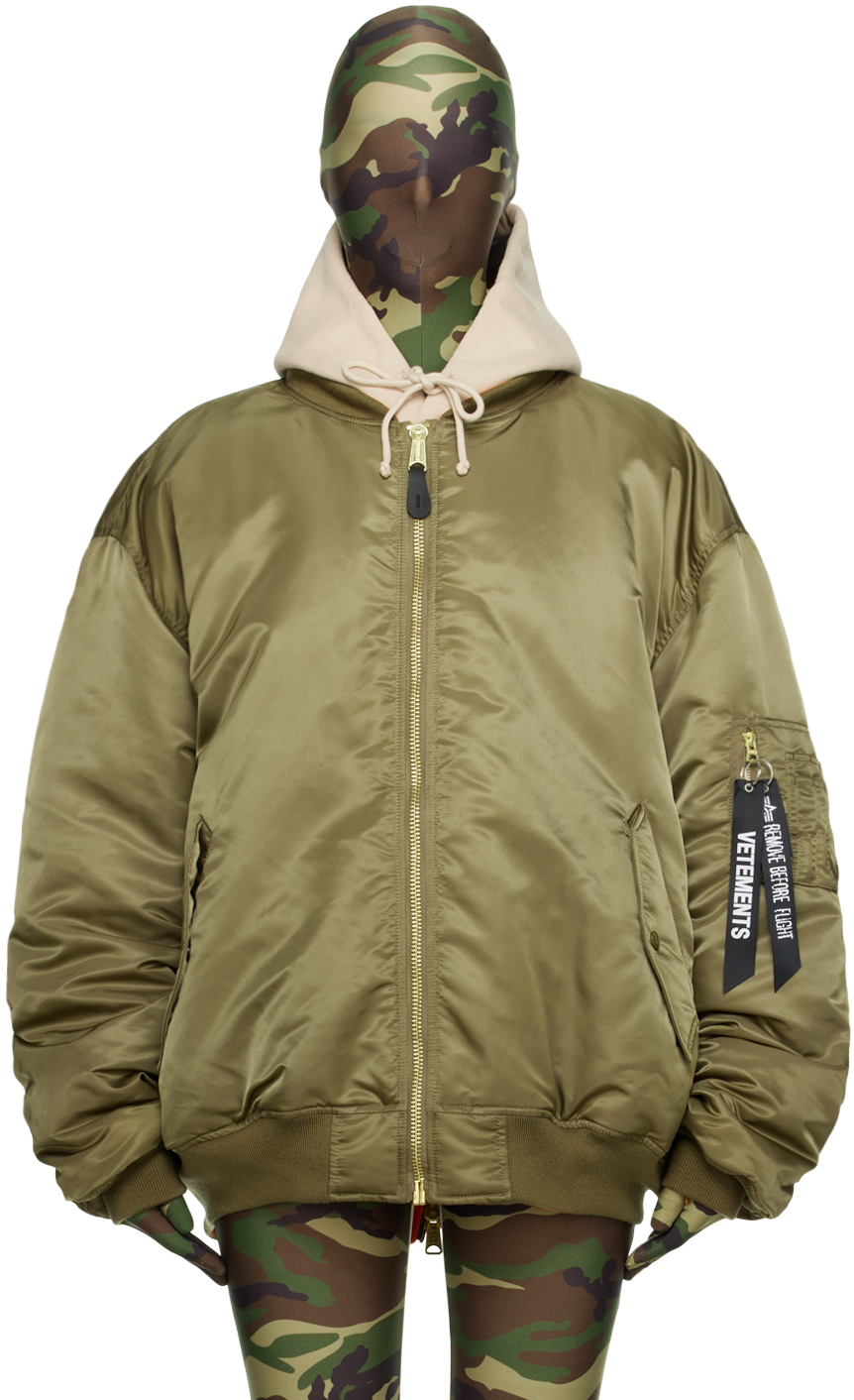 VETEMENTS Khaki Reversible Bomber Jacket Vetements