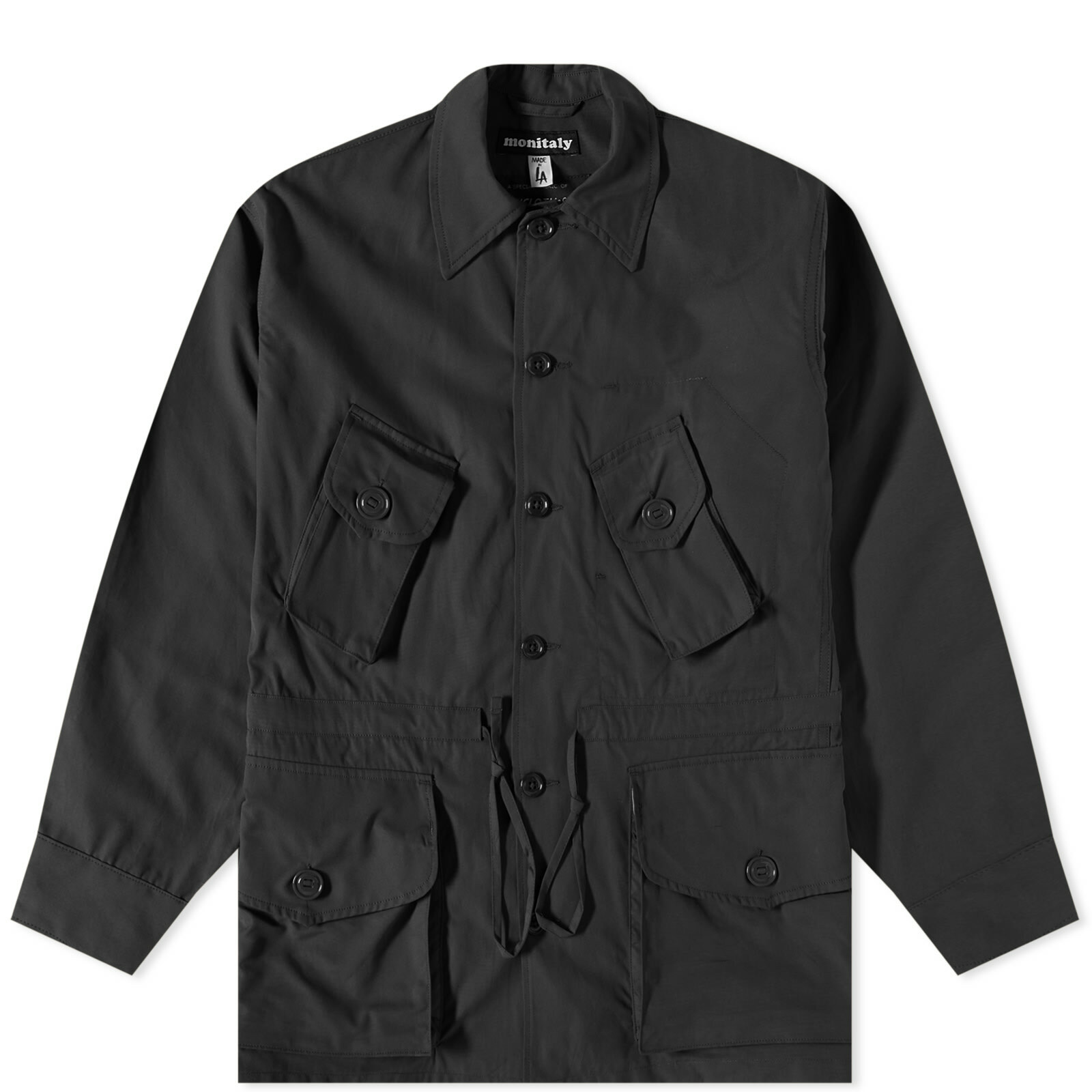 Monitaly Men's Type B Military Half Coat in Vancloth Oxford Black Monitaly