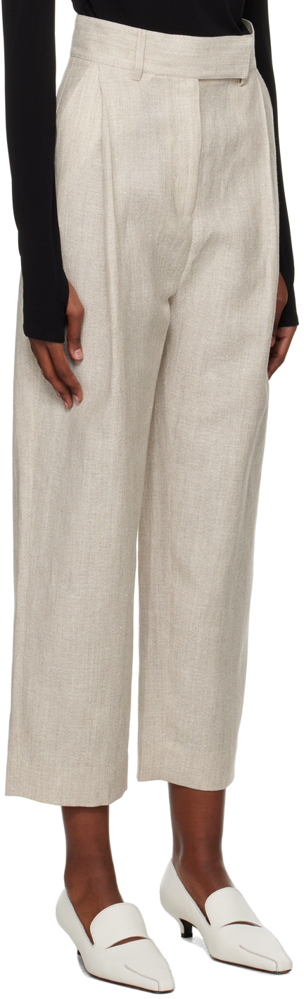 Totême Gray Deep Pleat Trousers Toteme