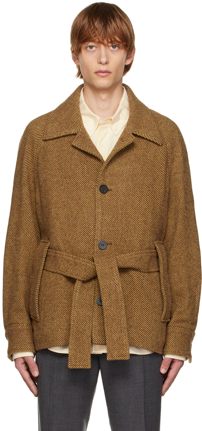 Solid Homme Yellow Belted Jacket Solid Homme