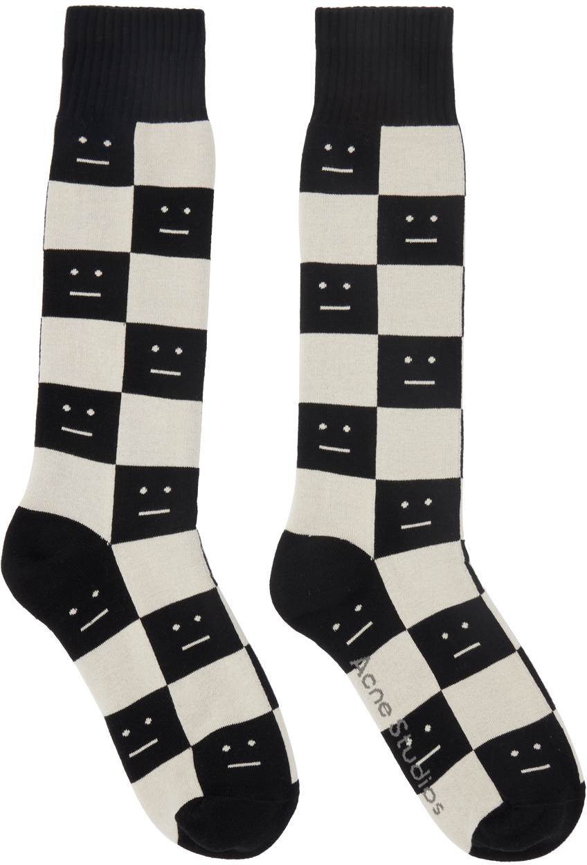 Acne Studios Black Checkerboard Socks Acne Studios