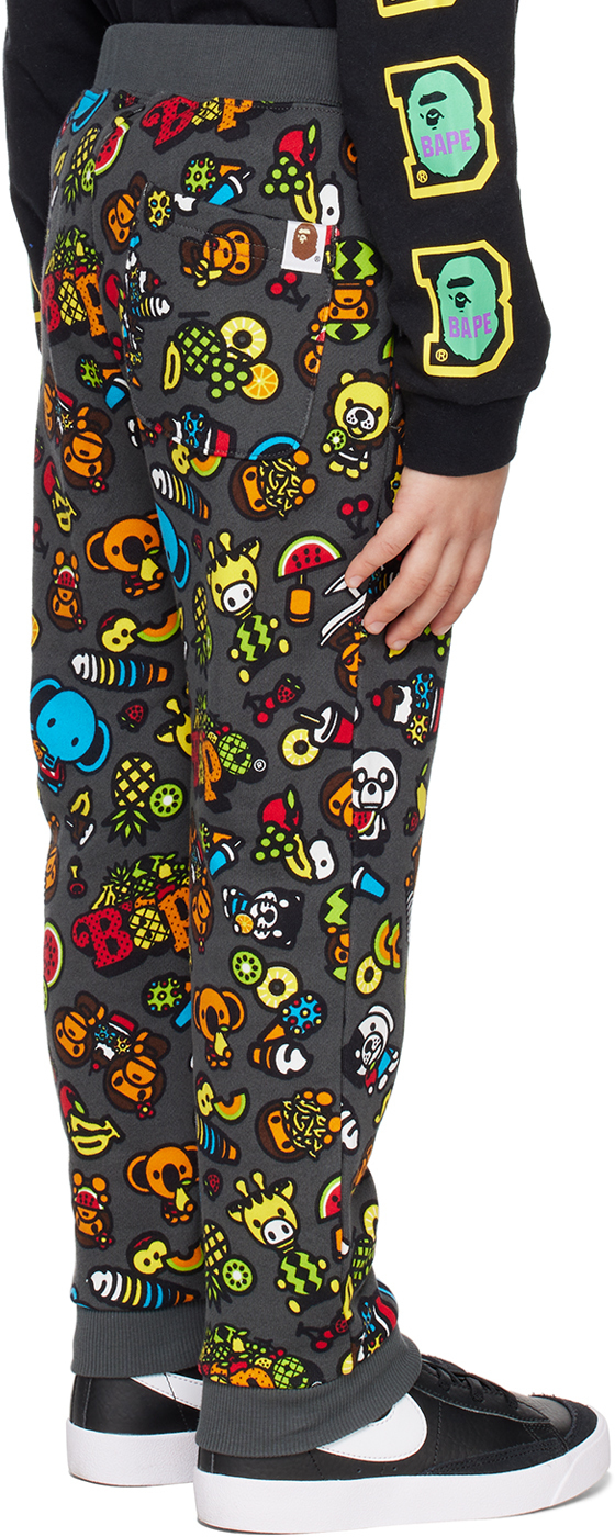 BAPE Kids Gray Baby Milo Mixed Fruit Sweatpants A Bathing Ape