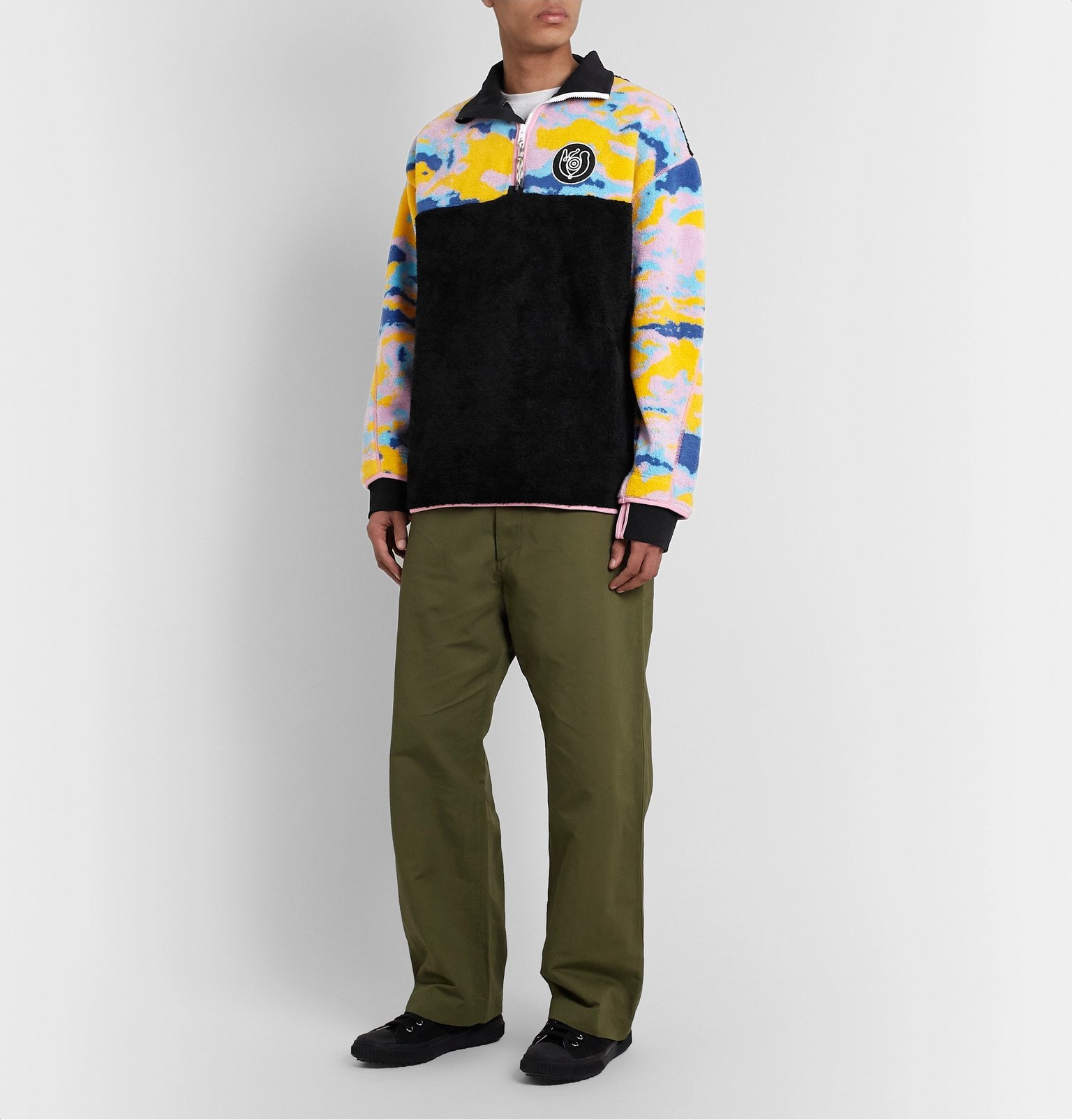Loewe - Eye/LOEWE/Nature Colour-Block Fleece Half-Zip Sweatshirt ...