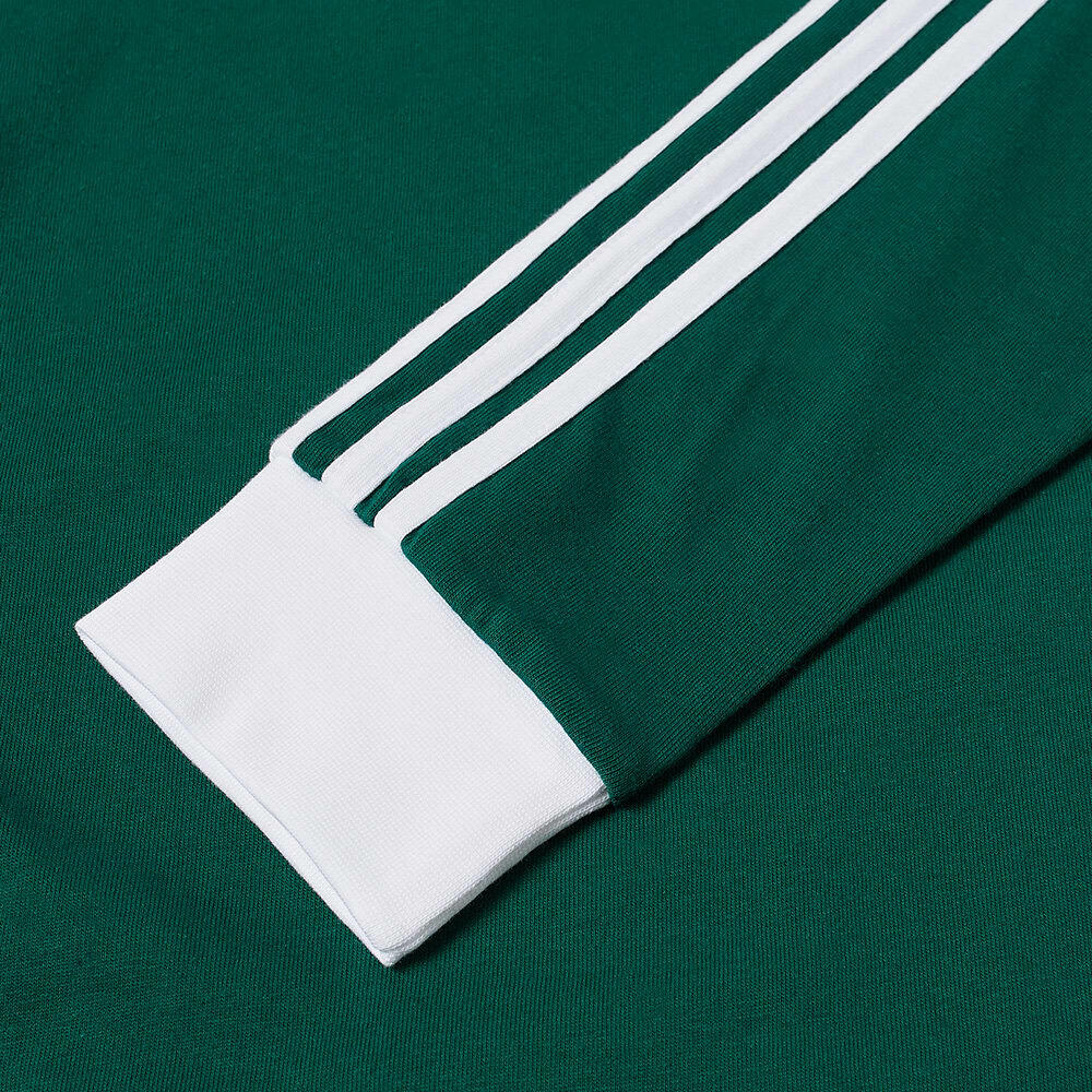 Adidas Men's Long Sleeve 3 Stripe T-Shirt in Collegiate Green adidas