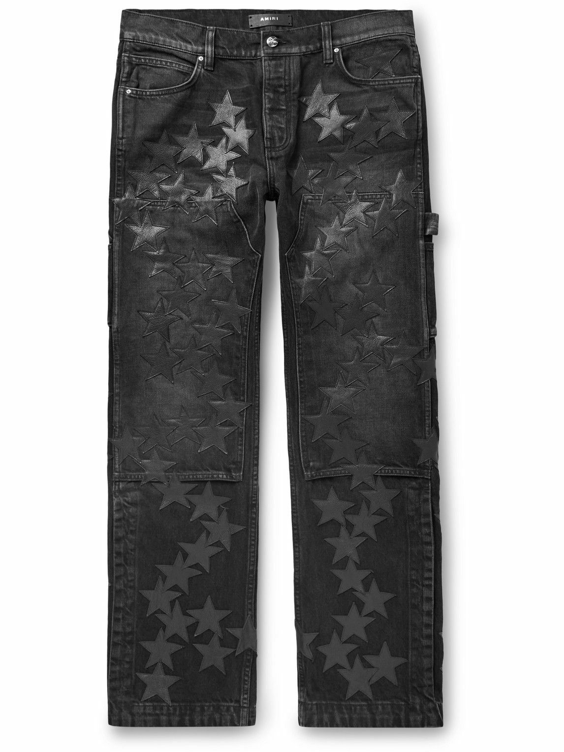 AMIRI - Chemist Carpenter Straight-Leg Leather-Appliquéd Jeans - Black ...