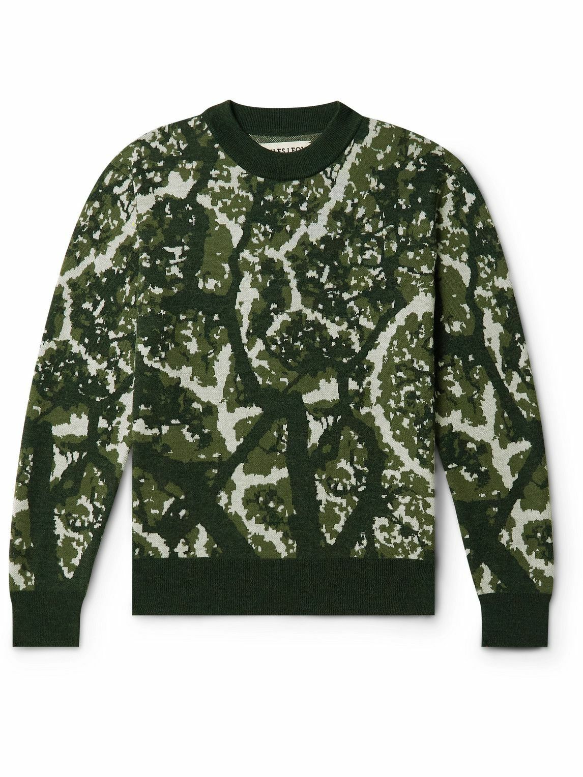 Miles Leon - Camouflage-Jacquard Merino Wool Sweater - Green Miles Leon