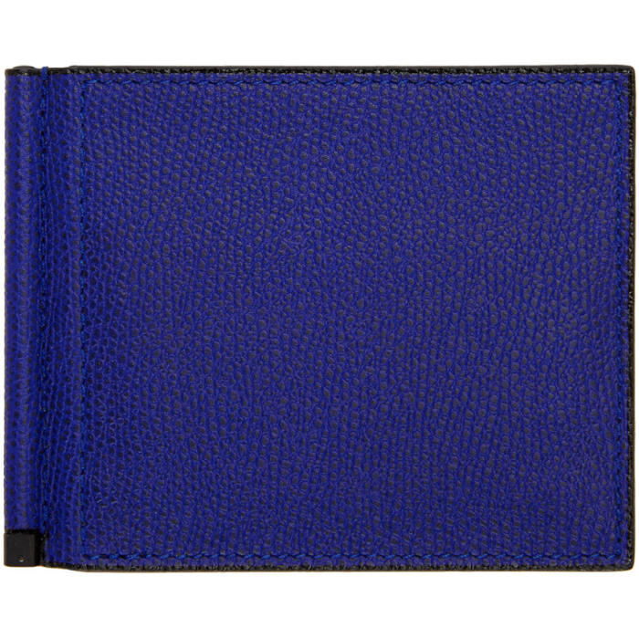 Valextra Blue Simple Grip Spring Wallet Valextra