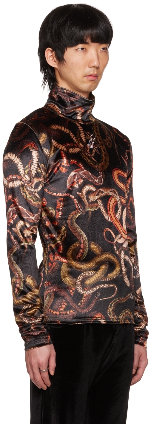 LU'U DAN Black Snake Print Turtleneck LU'U DAN