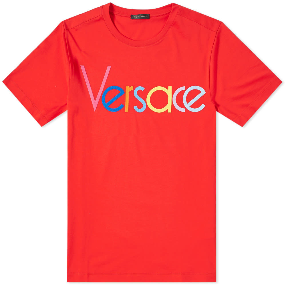 Versace Logo Embroidered Multicolour Tee Versace