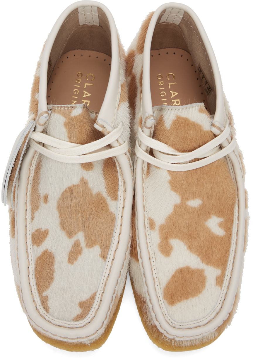 Clarks Originals Tan & Off-White Cow Print Wallabee Derbys Clarks Originals
