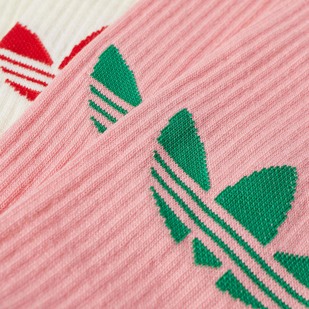 Adidas Adicolor 70S Knee Sock - 2 Pack in Cream White/Super Pop adidas