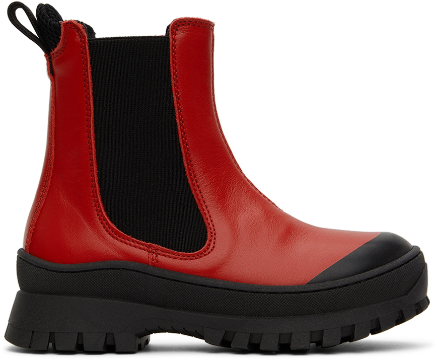 Marni Kids Red Leather Chelsea Boots Marni
