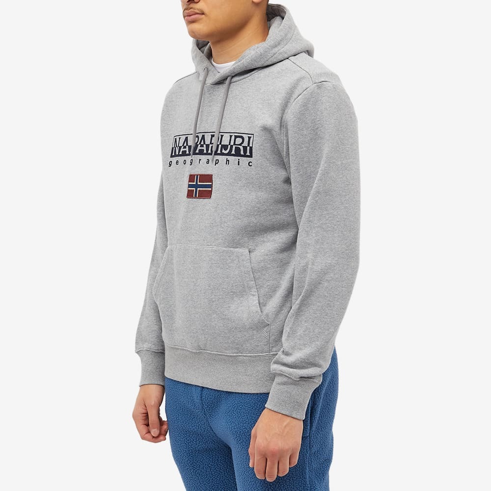 Napapijri Men's Logo Flag Hoody in Grey Napapijri