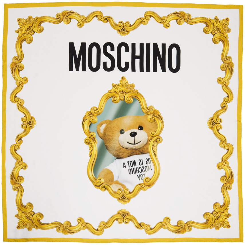Moschino White Mirror Teddy Bear Scarf Moschino
