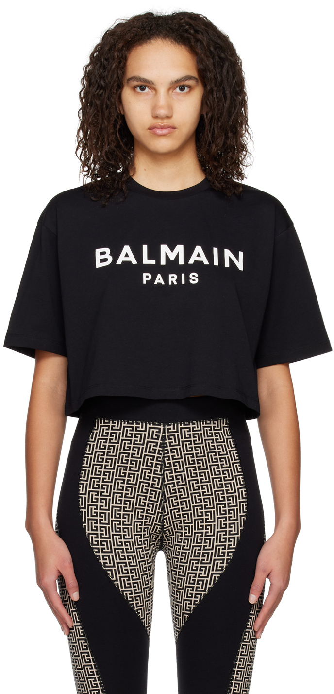 Balmain Black Cropped T-Shirt Balmain