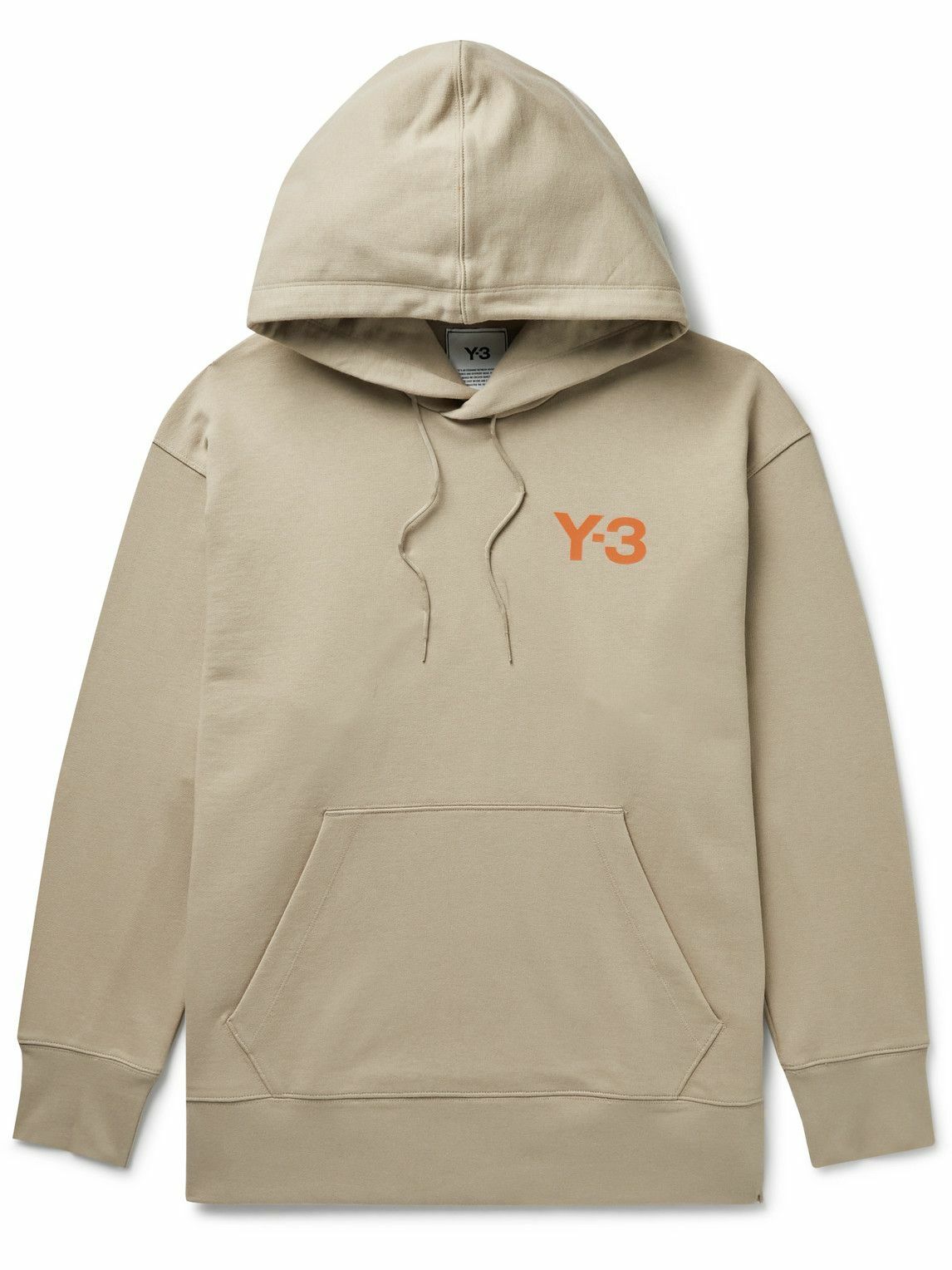 Y-3 - Logo-Print Cotton-Jersey Hoodie - Neutrals Y-3