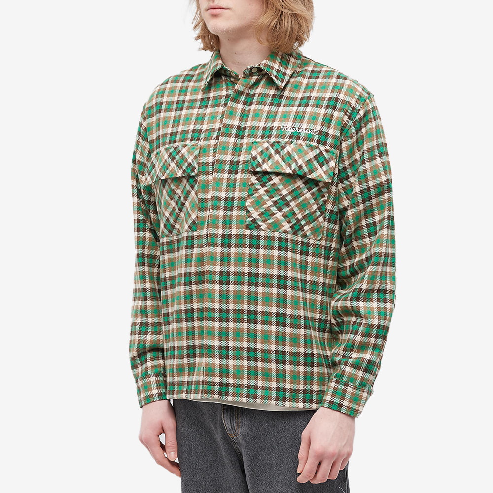 Represent Men's Long Sleeve Flannel Shirt in Brown/Racing Green Represent