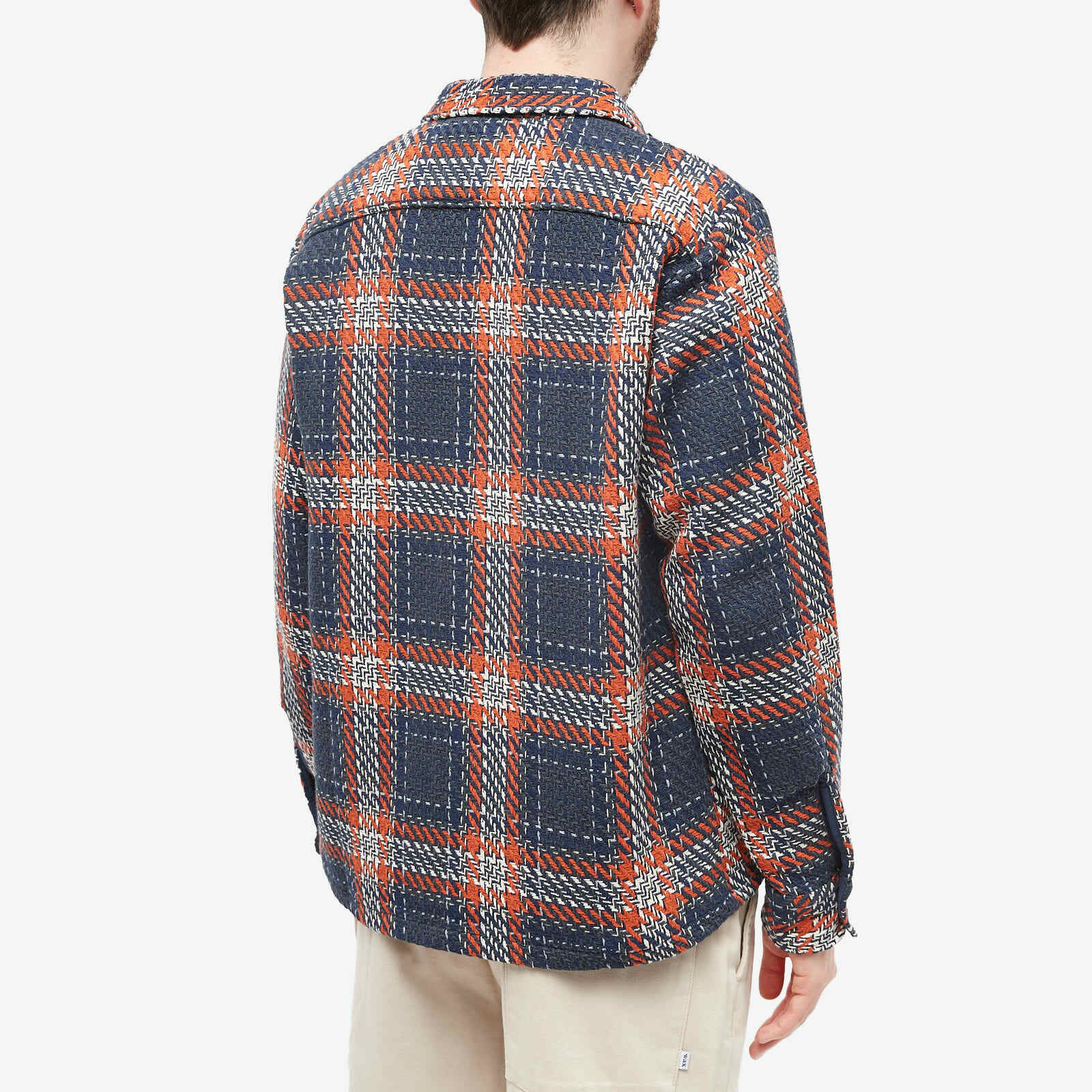 Wax London Men's Whiting Park Overshirt in Navy/Rust Wax London
