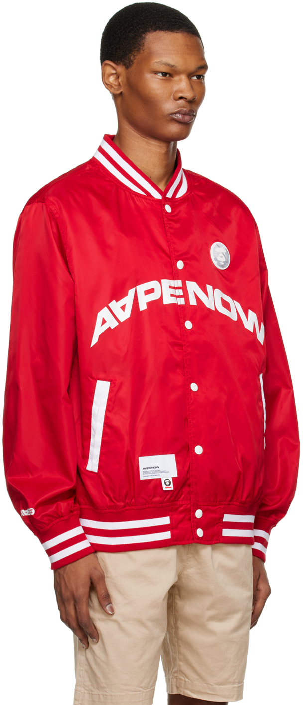 AAPE by A Bathing Ape Red Moonface Patch Bomber Jacket AAPE by A ...