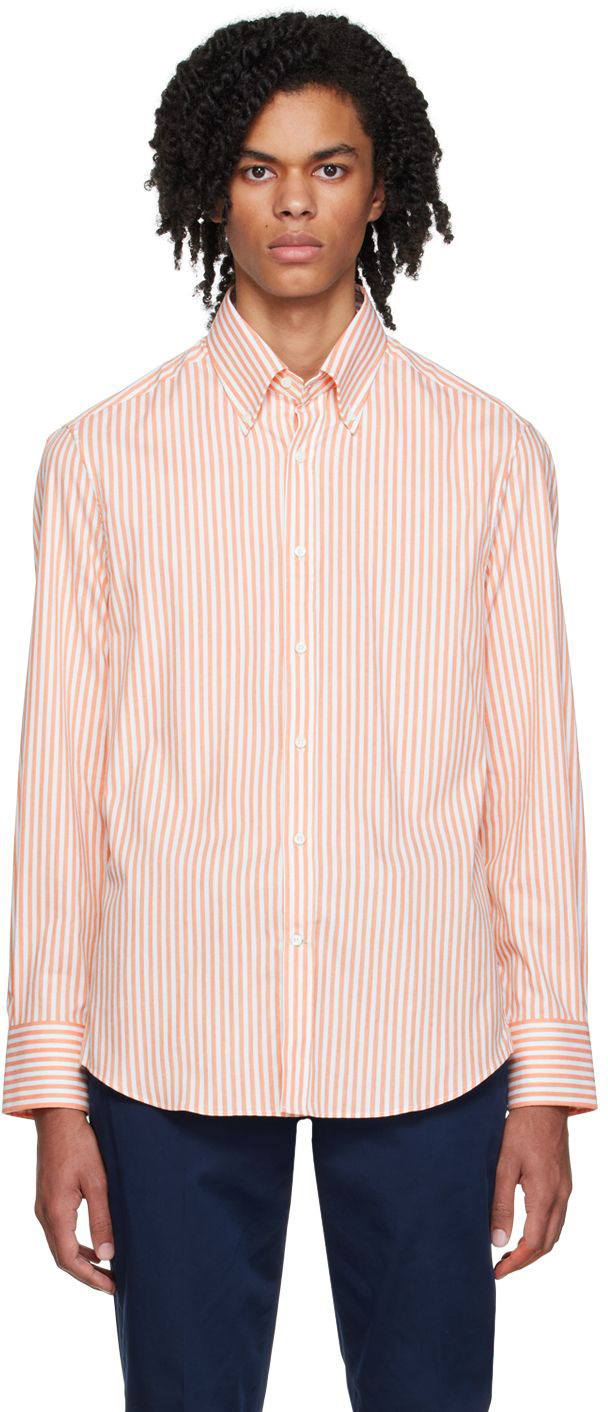 Brunello Cucinelli Orange Striped Shirt Brunello Cucinelli