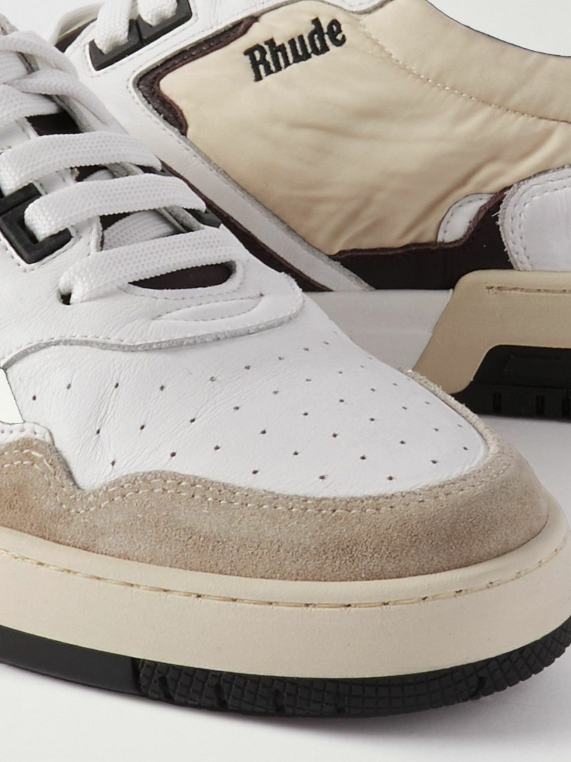 Rhude - Racing Logo-Embroidered Leather, Suede and Shell Sneakers ...