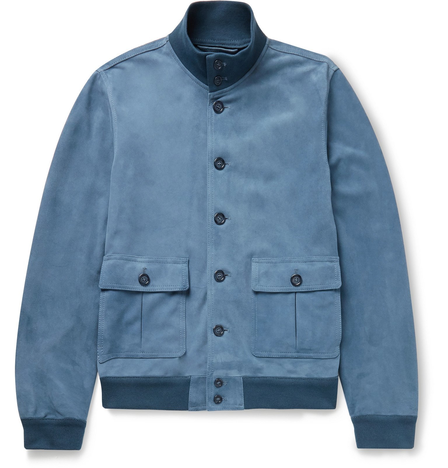 Valstar - Valstarino Slim-Fit Suede Bomber Jacket - Blue Valstarino